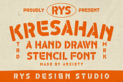Kresahan - Hand-Drawn Stencil Font, a Sans Serif Font by RYS Design Studio
