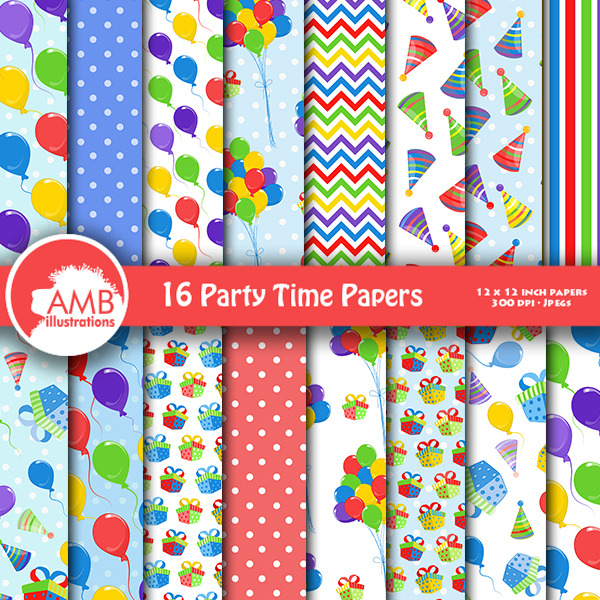 Birthday Party Papers AMB-1237 | Graphic Patterns ~ Creative Market
