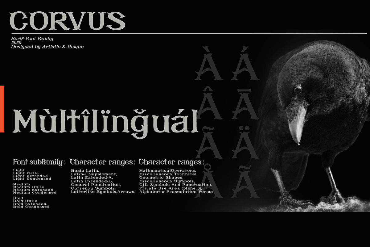 CORVUS Serif font, a Serif Font by Artistic & Unique