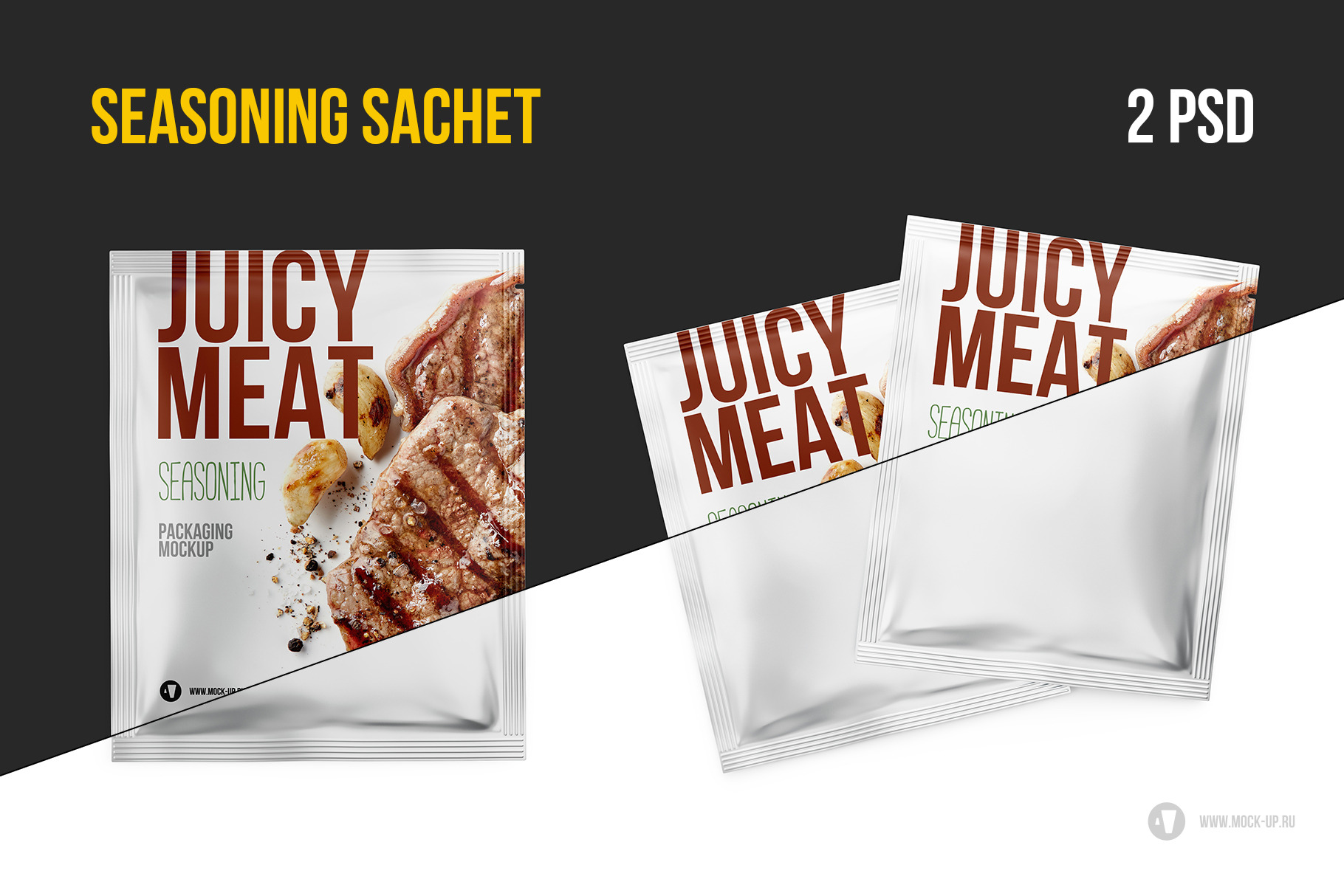 2 PSD Spices Seasoning Sachet mockup, a Packaging Mockup by easymock