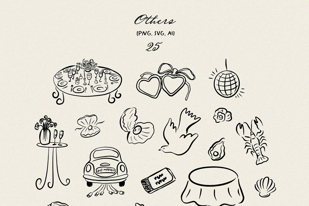 Whimsical Wedding Illustrations SVG