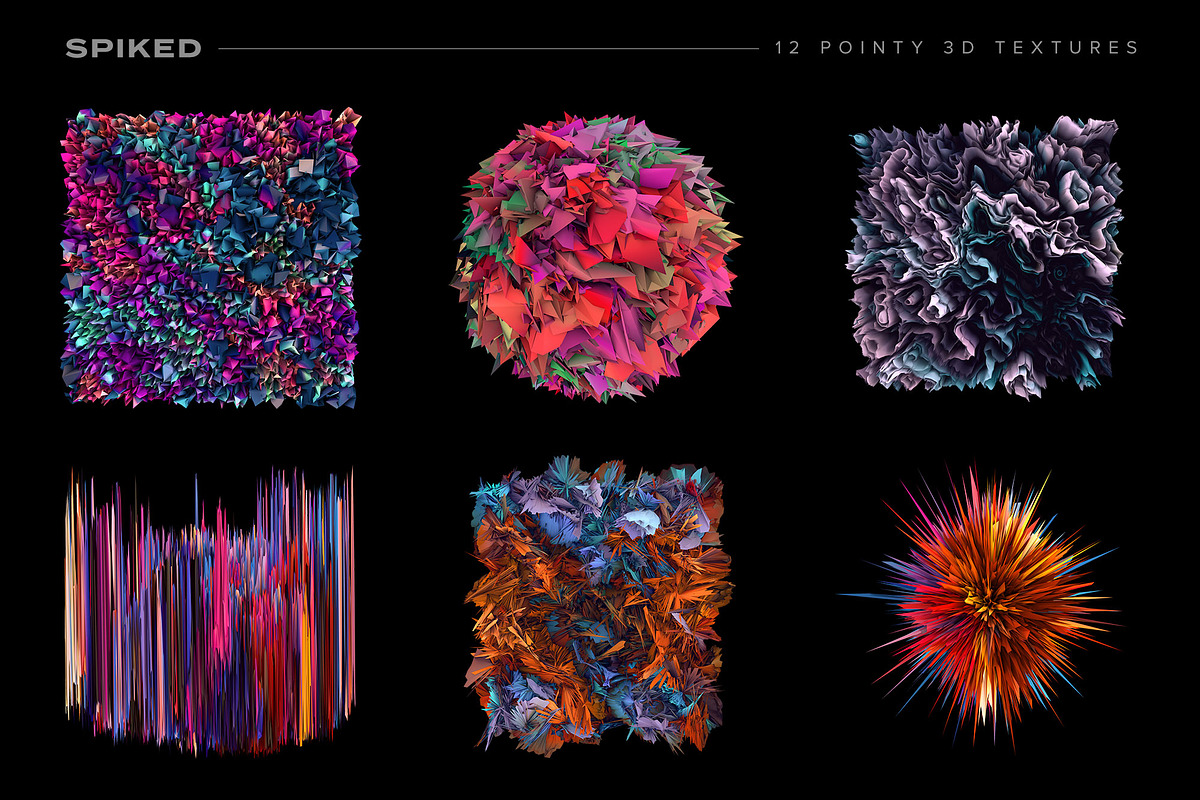 Spiked: 12 Pointy 3D Textures, a Texture Graphic by Chroma Supply