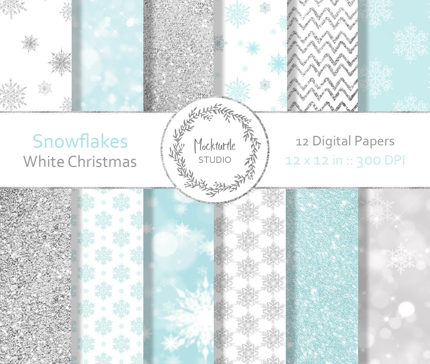 Snowflake digital paper, a Pattern Graphic by MockTurtleStudio