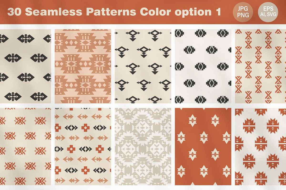 30 Navajo Minimal Vector Patterns, a Pattern Graphic by Katrinelly