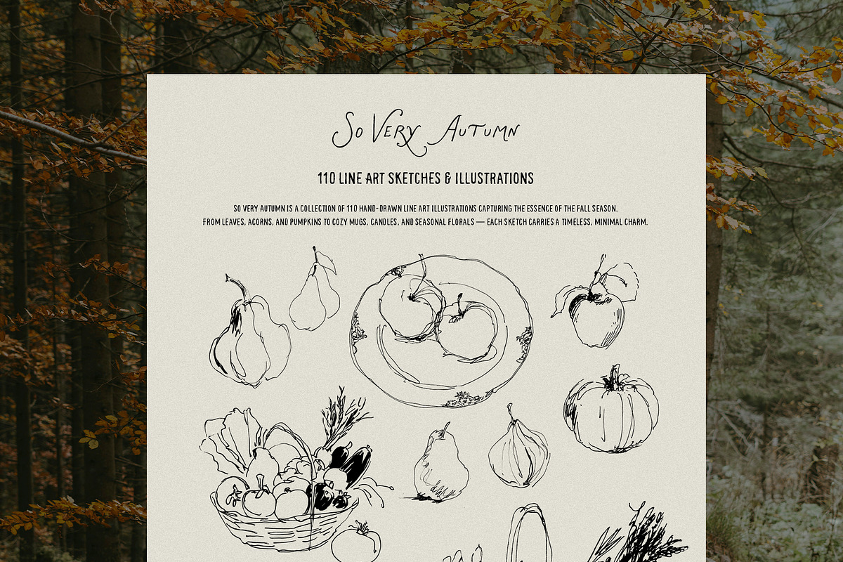 So Very Autumn: Line Art Clipart, a Seasonal Illustration by Purple