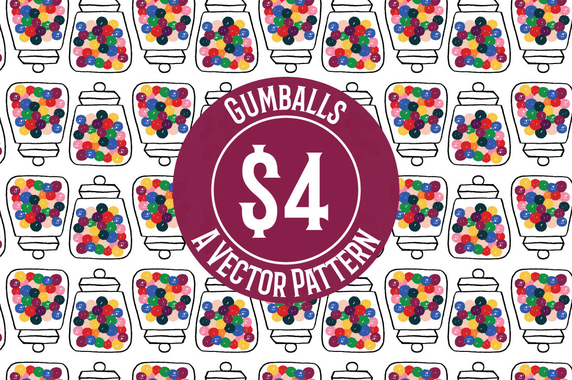 Gumball Hand-Drawn Repeat Pattern, a Pattern Graphic by K McCormack Designs