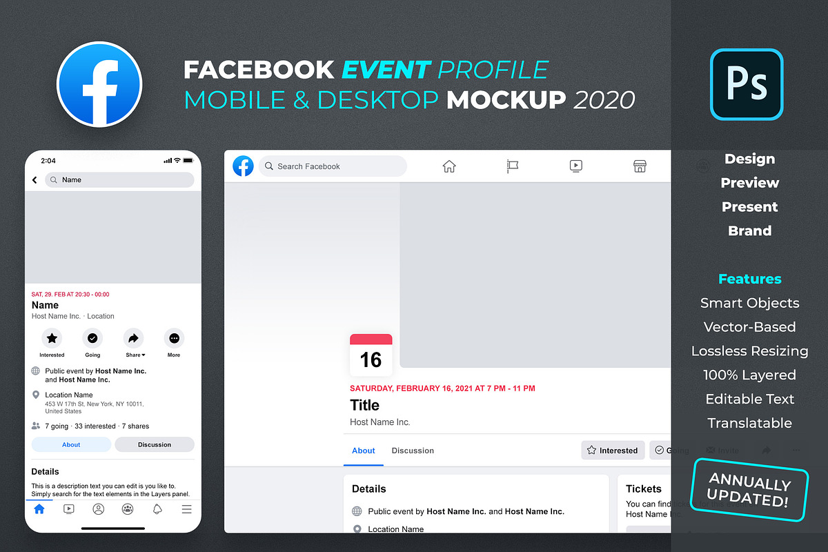 New Facebook Event Profile Mockup, a Social Media Template by FEINGOLD