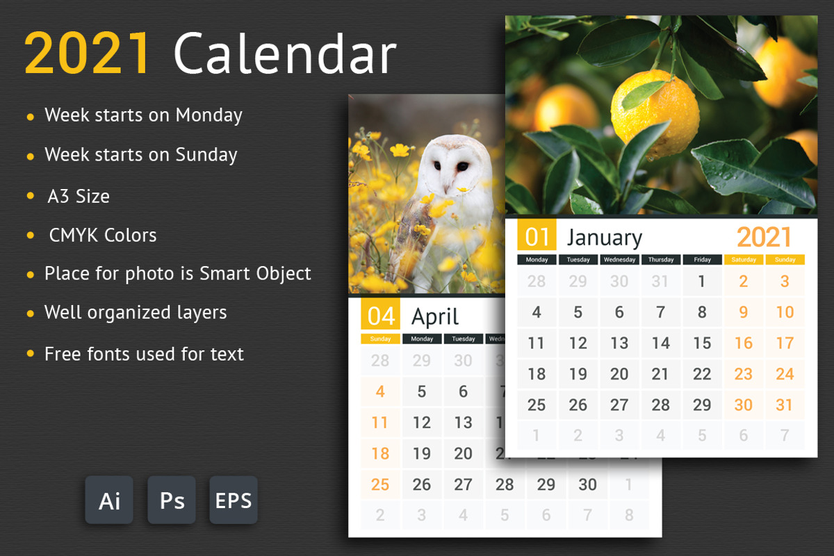 2021 Calendar, a Stationery Template by PixMarket
