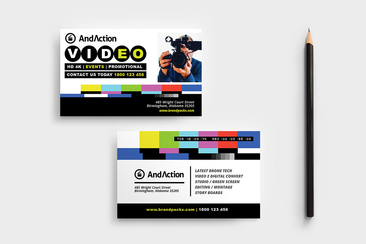 Videographer Business Card Template, a Business Card Template by BrandPacks