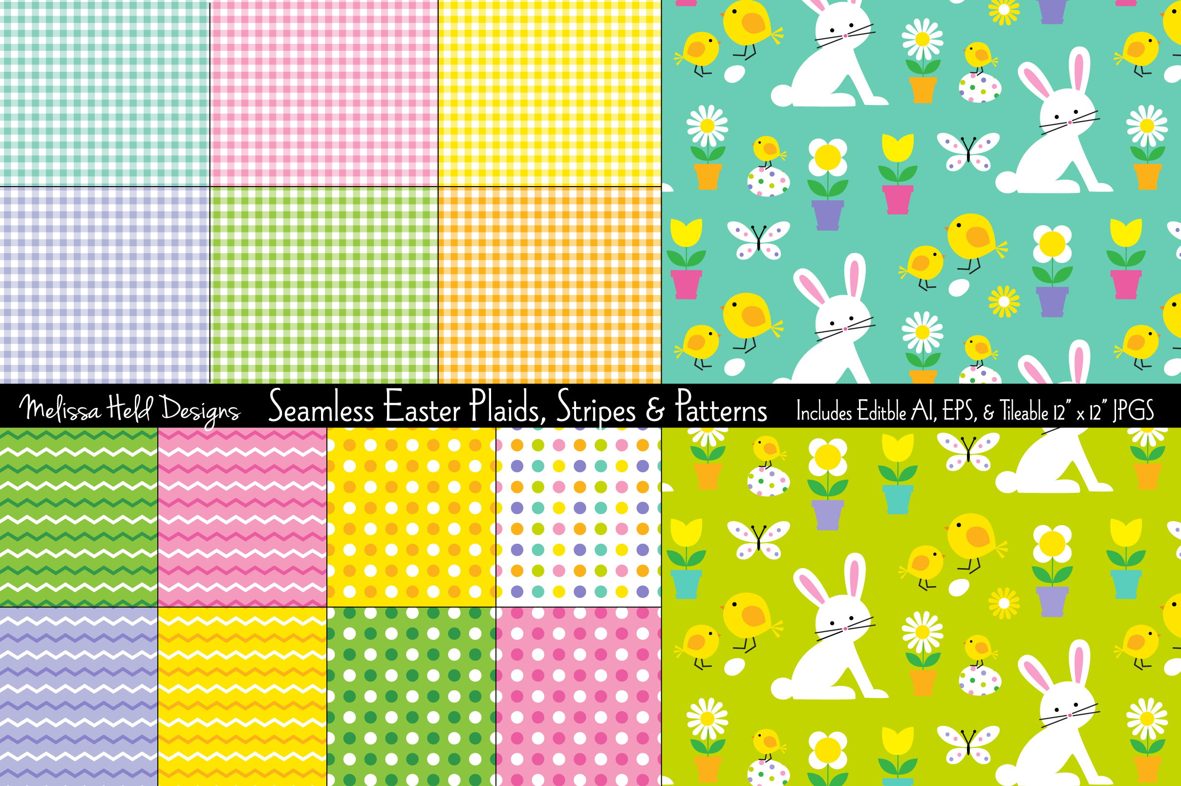 Easter Plaids, Stripes & Patterns, a Pattern Graphic by Melissa Held ...