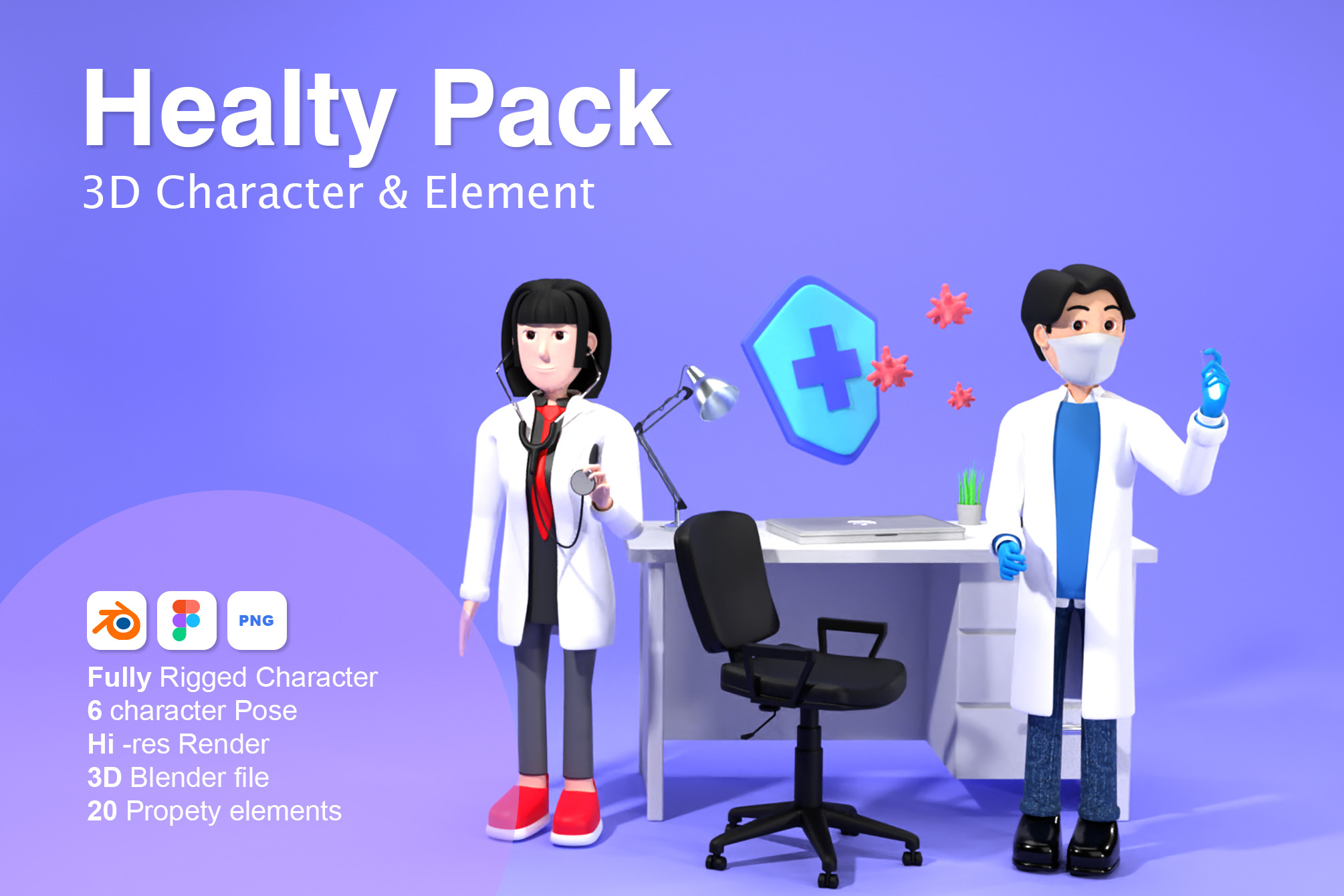 60 Pose Medical 3D Character Pack, a 3D by Perfectype