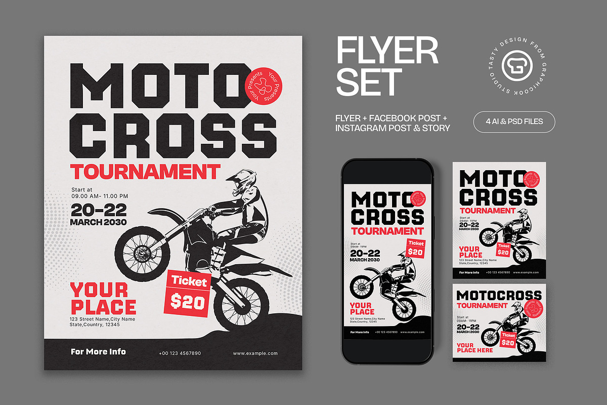Motocross Tournament Flyer, a Flyer Template by graphicook