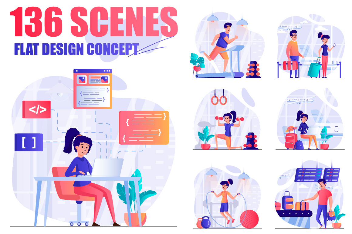 Colorful Web Illustration Pack, a Templates & Theme by alexdndz