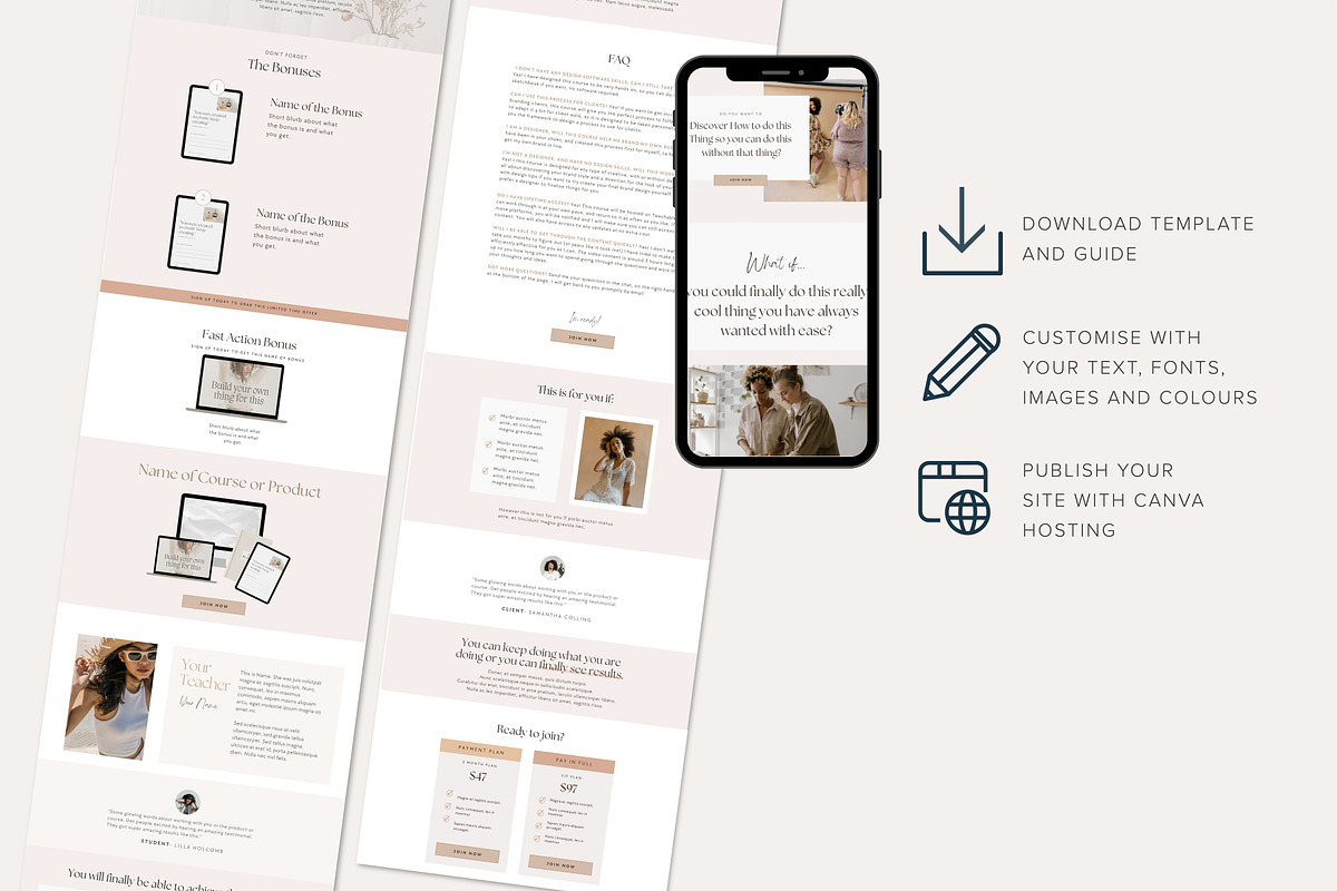 Course Sales Page Template Canva | Creative Market