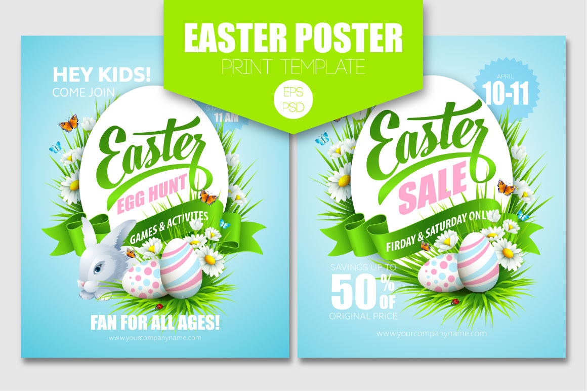 Easter Poster. Print template, a Flyer Template by Vik_Y Vector&Design