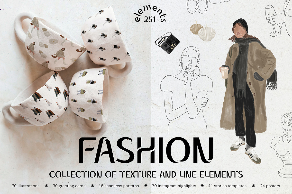 Fashion. Texture and line elements | Creative Market