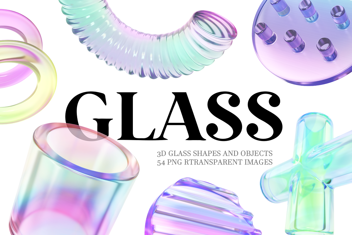3D Glass Shapes/ Abstract collection, a Graphic by LarysaZabrotskaya