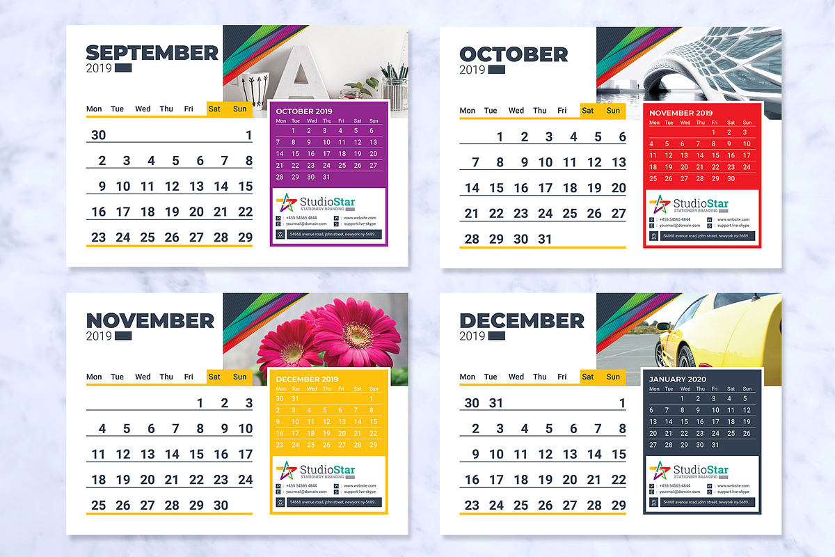 2019 Desk / Table Calendar / Planner, a Stationery Template by ...