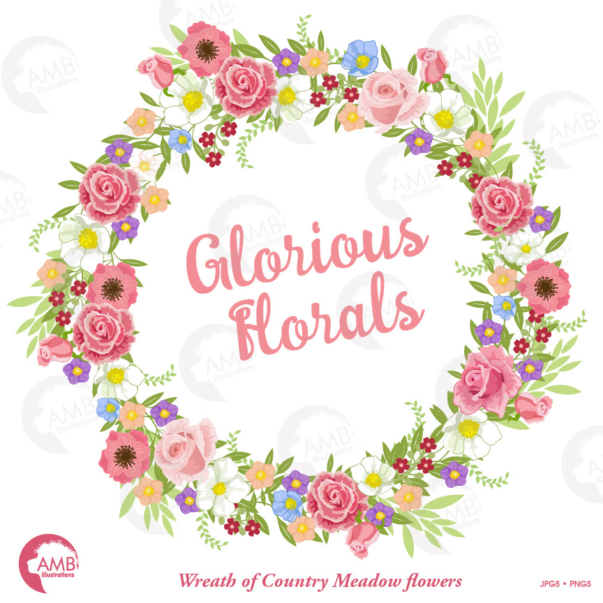 Floral Wreath Clipart, 1324, an Illustration by AMBillustrations