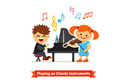 Kids playing classical music, an Education Illustration by Iconicbestiary