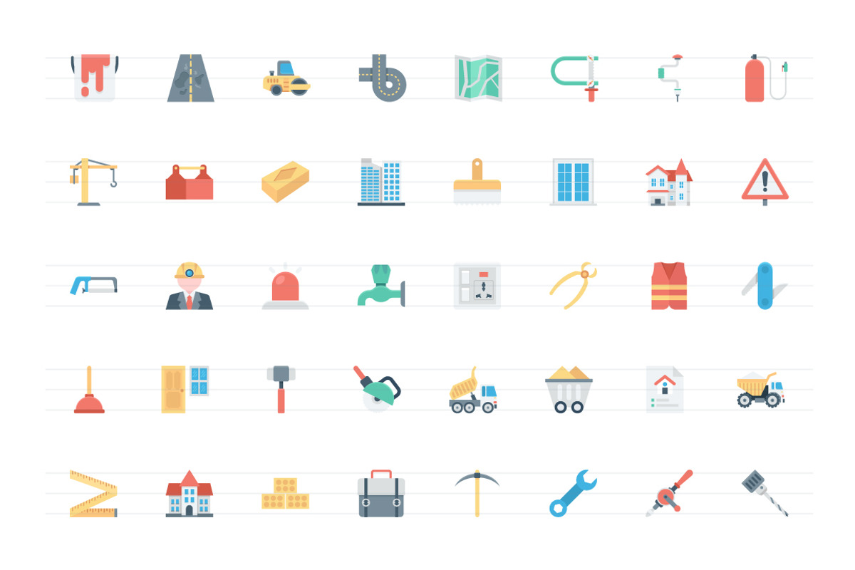 192 Flat Construction Icons, a Duotone Icon by Creative Stall