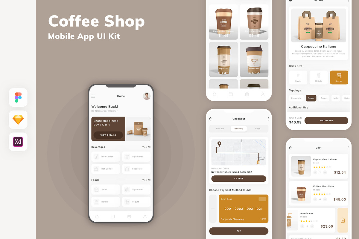 Coffee Shop Mobile App UI Kit, an UI Kit Template by uicube | Creative ...