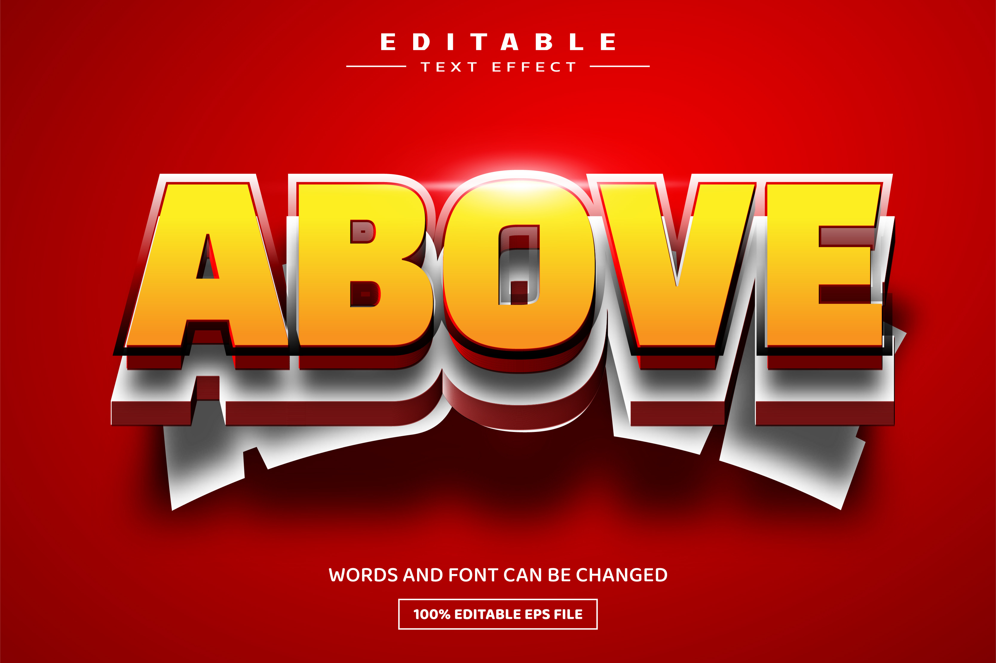 Above 3D editable text effect