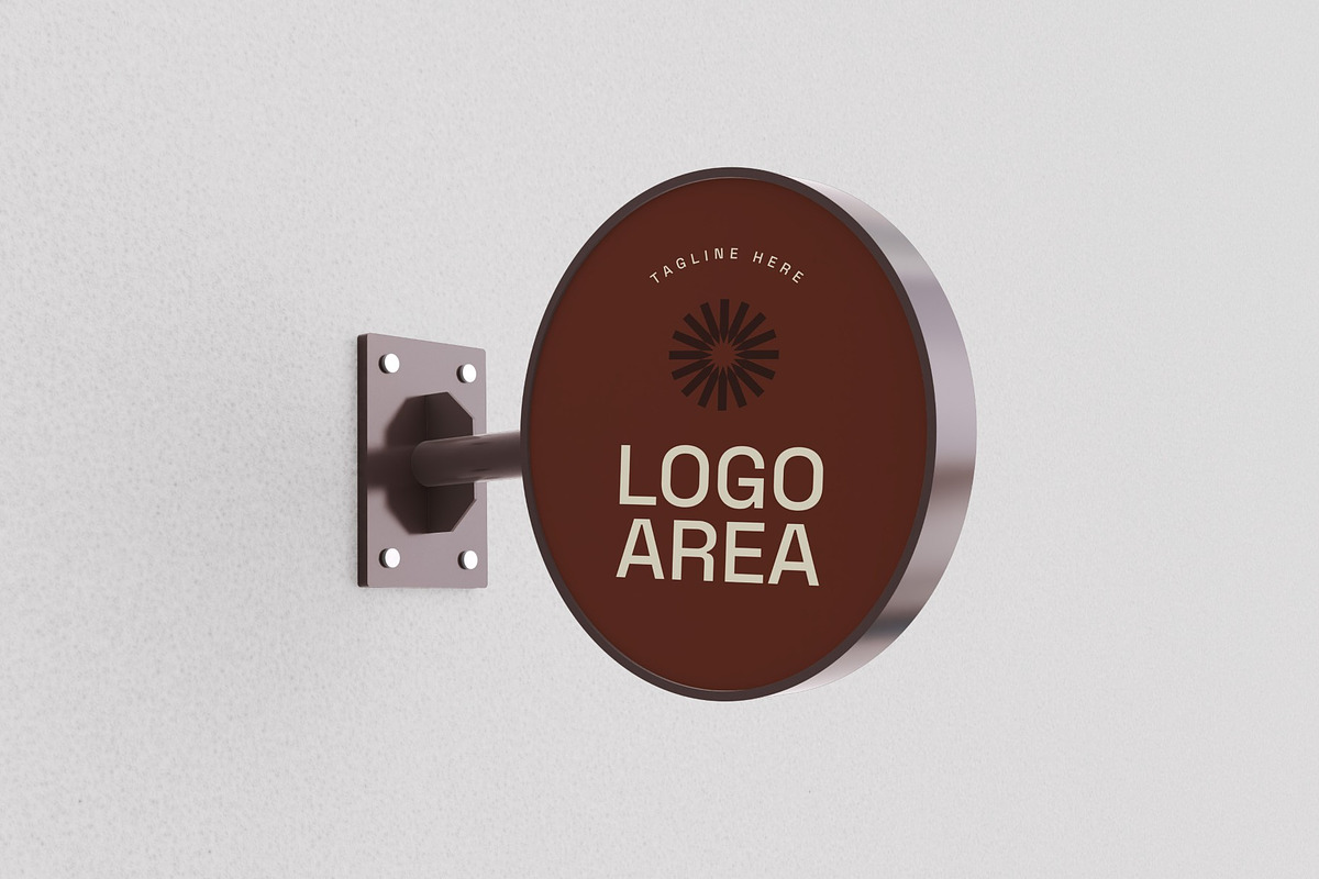 Circle Signage Outdoor Mockup, an Advertising Mockup by graphicook
