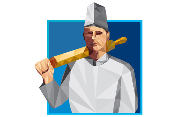 Chef Cook Rolling Pin Low Polygon, a Food Illustration by patrimonio ...