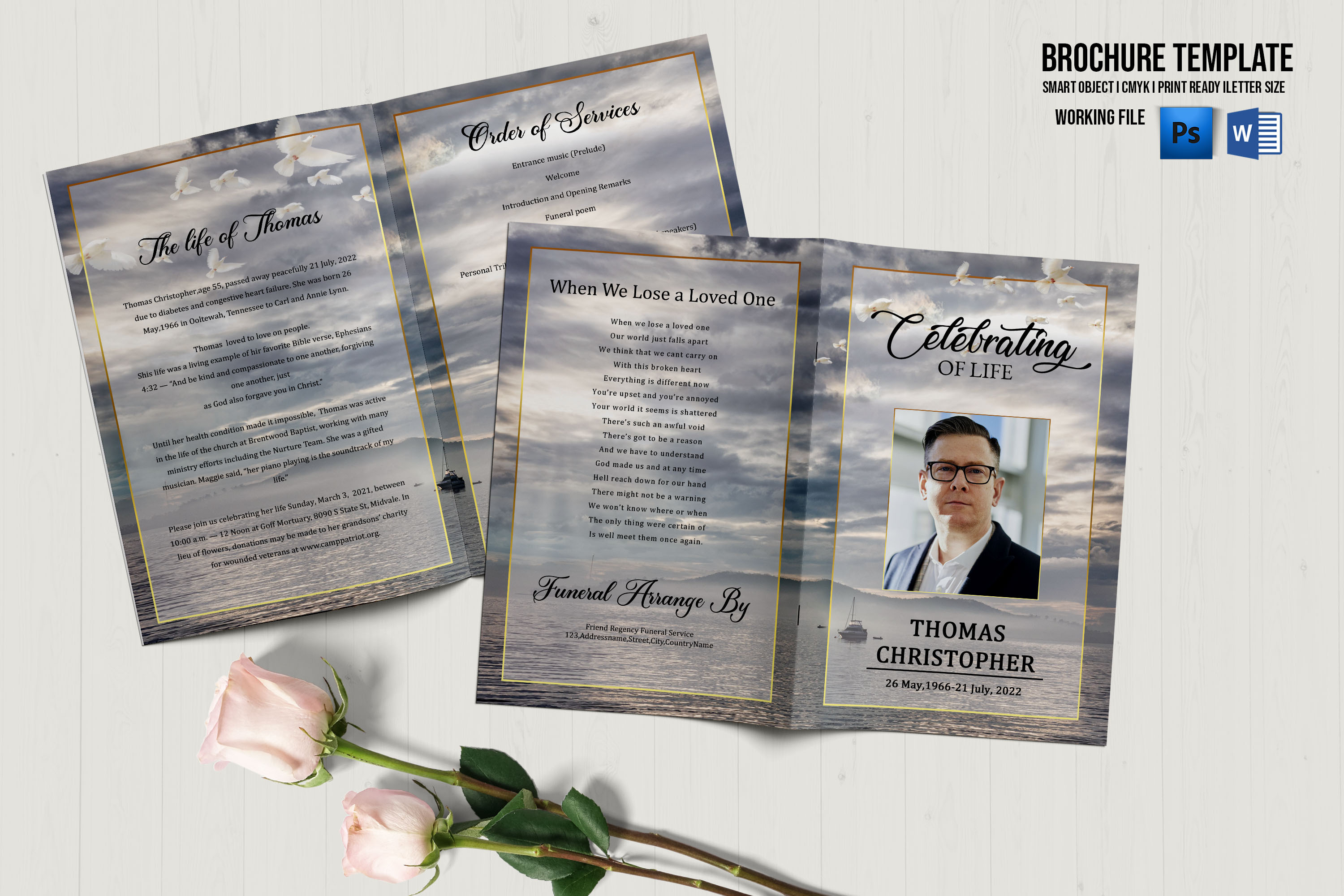Funeral Program Template, a Brochure Template by Template Shop