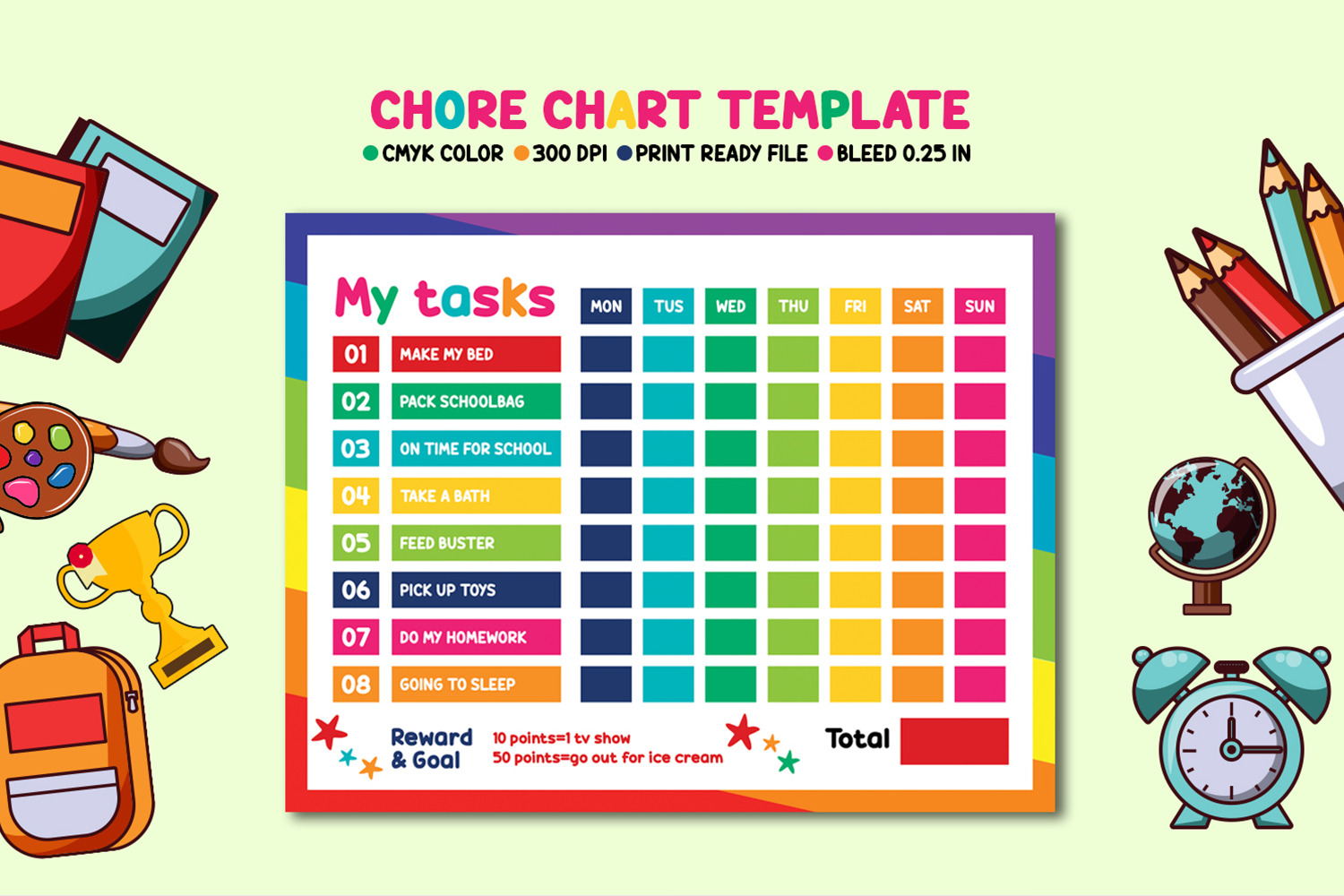 Chore Chart Template V01, a Stationery Template by Template Shop ...
