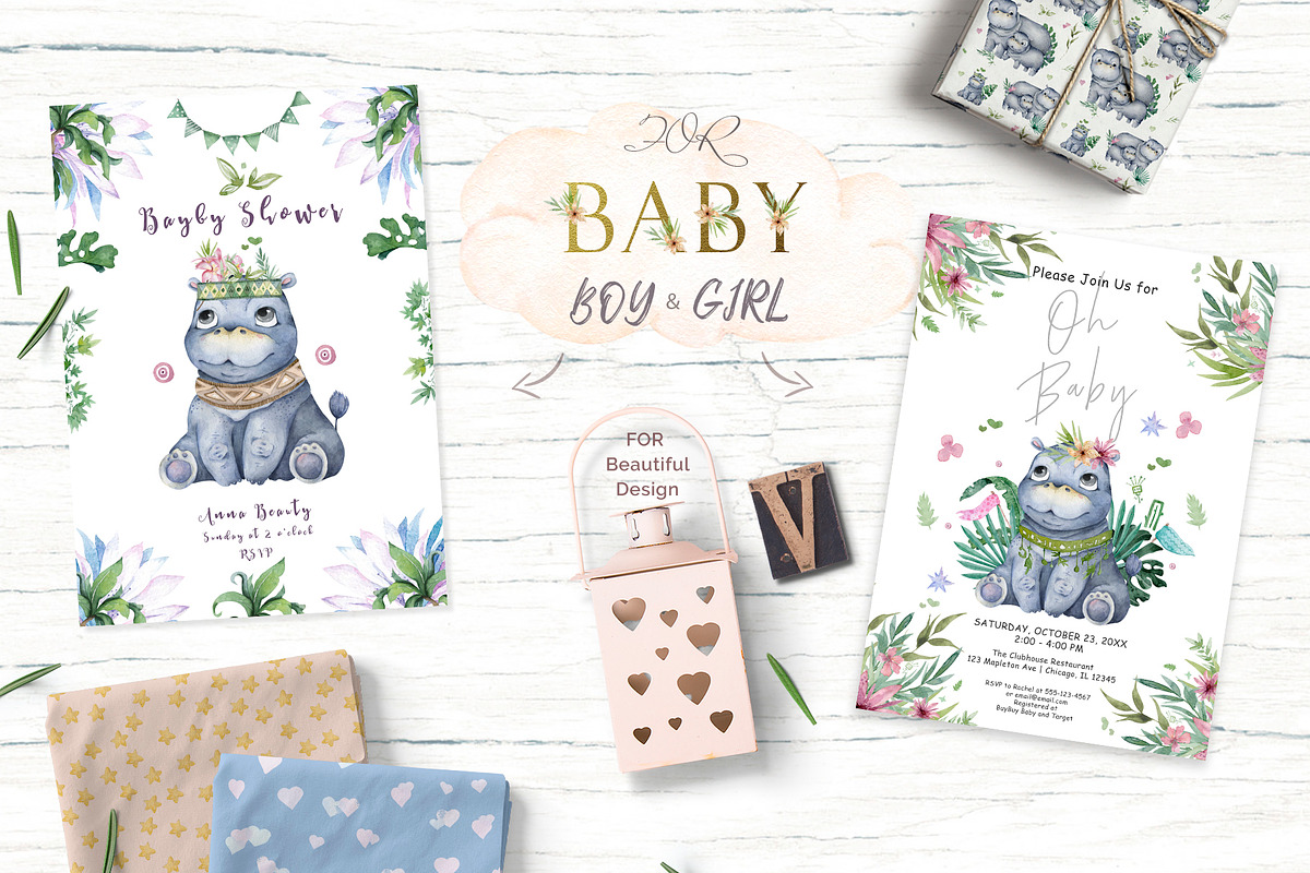 Cute Hippo & Friends Safari Animals, an Animal Illustration by Ann Art ...