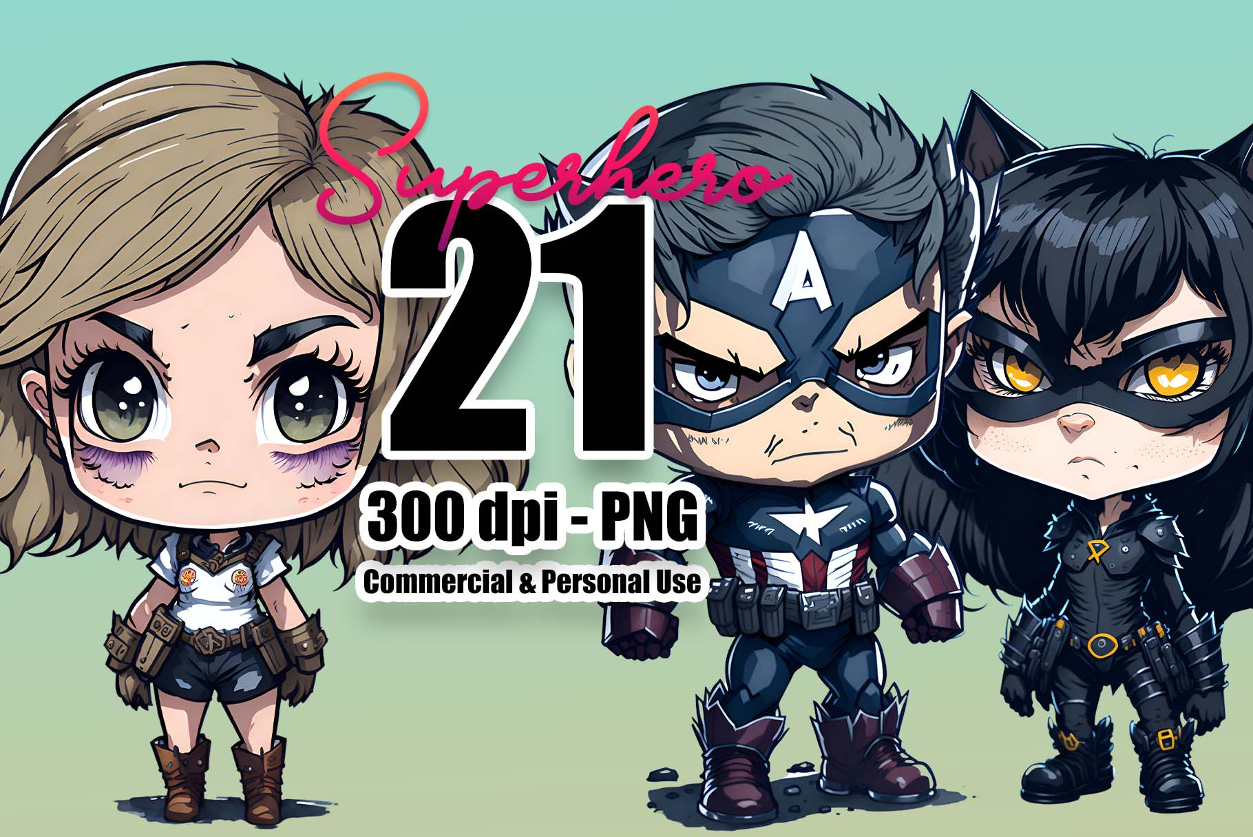 Chibi Superhero Clipart, a Person Illustration by inkwelljar
