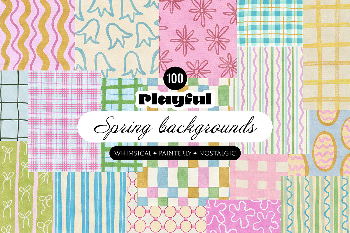 Pastel Hand-Painted Spring Backgrounds