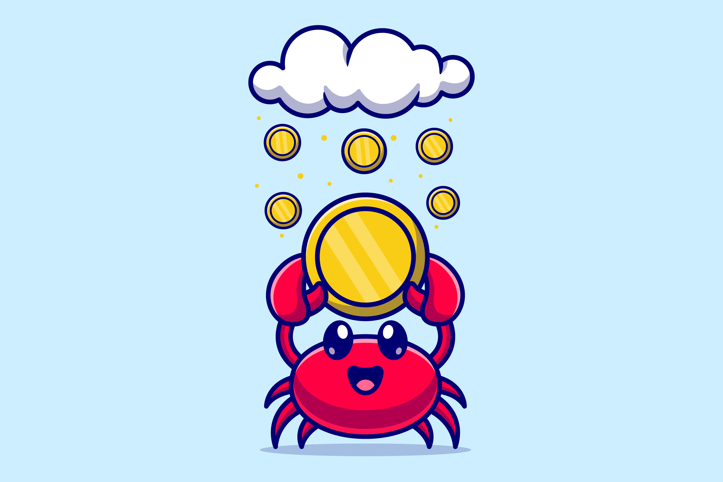 Cute Crab Holding Gold Coin Cartoon, an Animal Illustration by Catalyst ...
