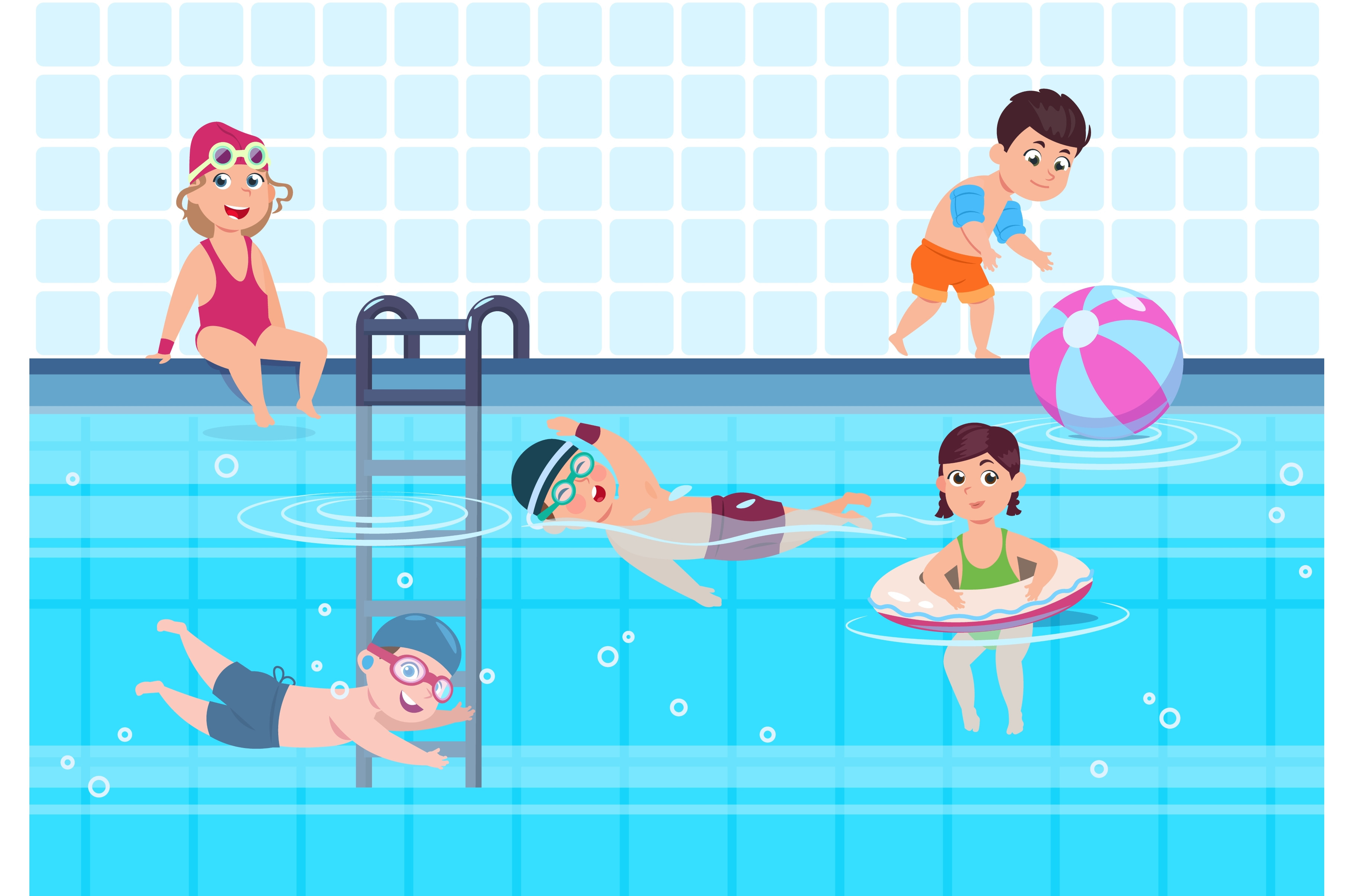 Kids in swimming pool. Boys and, a Background Graphic by Valerie Bodnar