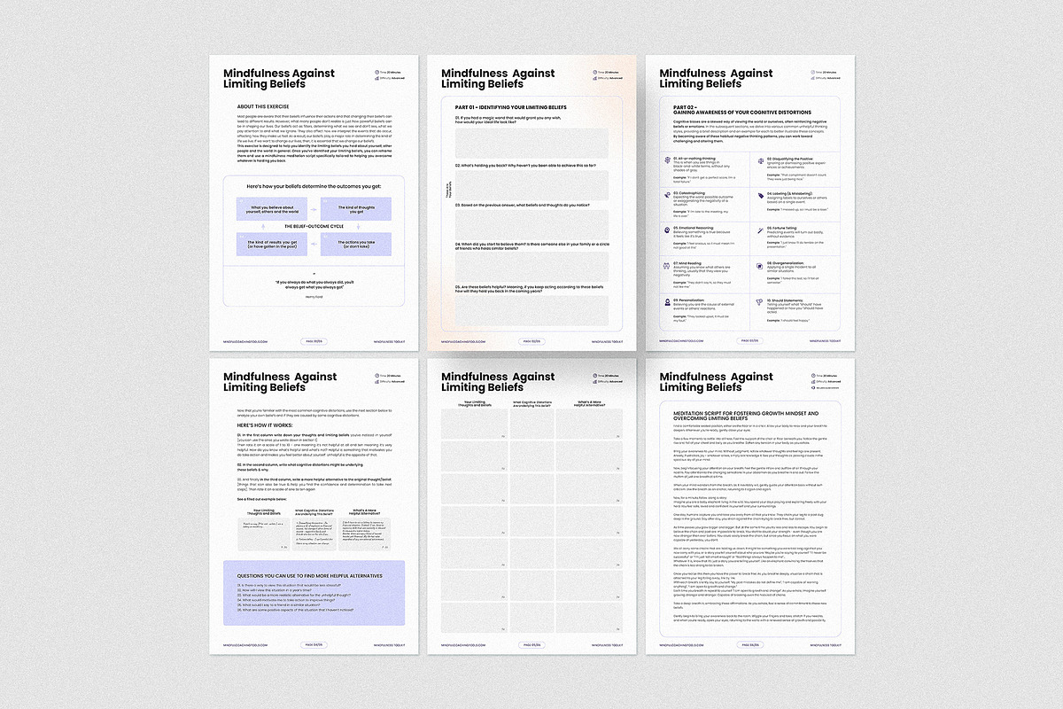 Mindfulness Worksheet Bundle, a Templates & Theme by AndrewPixel