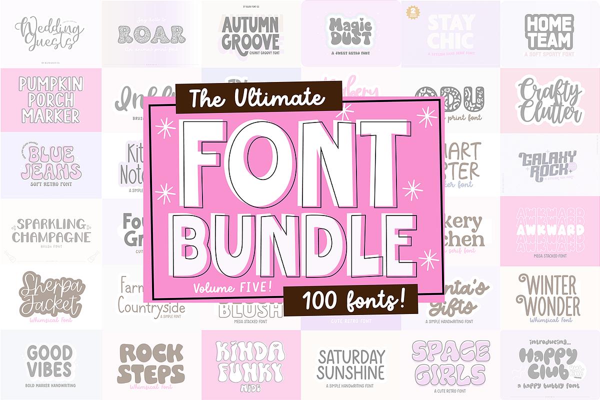 100 Fonts! ULTIMATE FONT BUNDLE V5, a Handwritten Font by Blush Font Co.