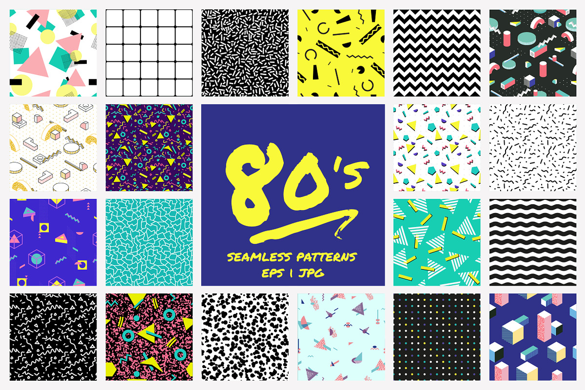 Geometric 80's style patterns, a Pattern Graphic by GlebTagirov