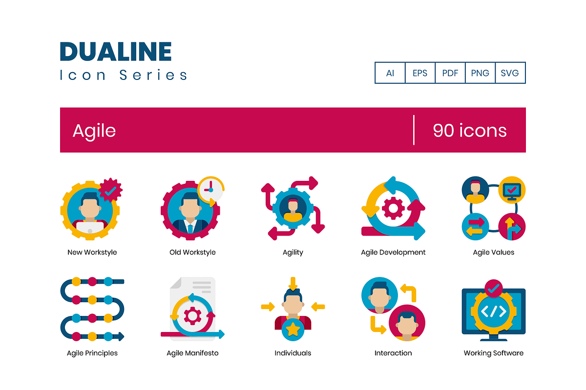 90 Agile Icons | Dualine Flat, an Icon by Flat Icons