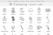 36 Camping line icons set. | Outline Icons ~ Creative Market