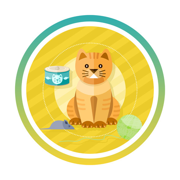 Adorable Cat with Different Toys, an Animal Illustration by robuart