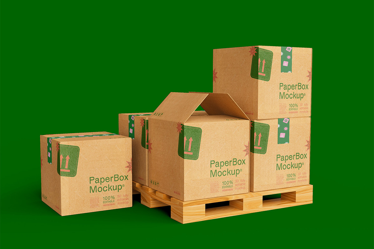 3d Stacked Delivery Boxes Mockup, a Packaging Mockup by The Rose Project