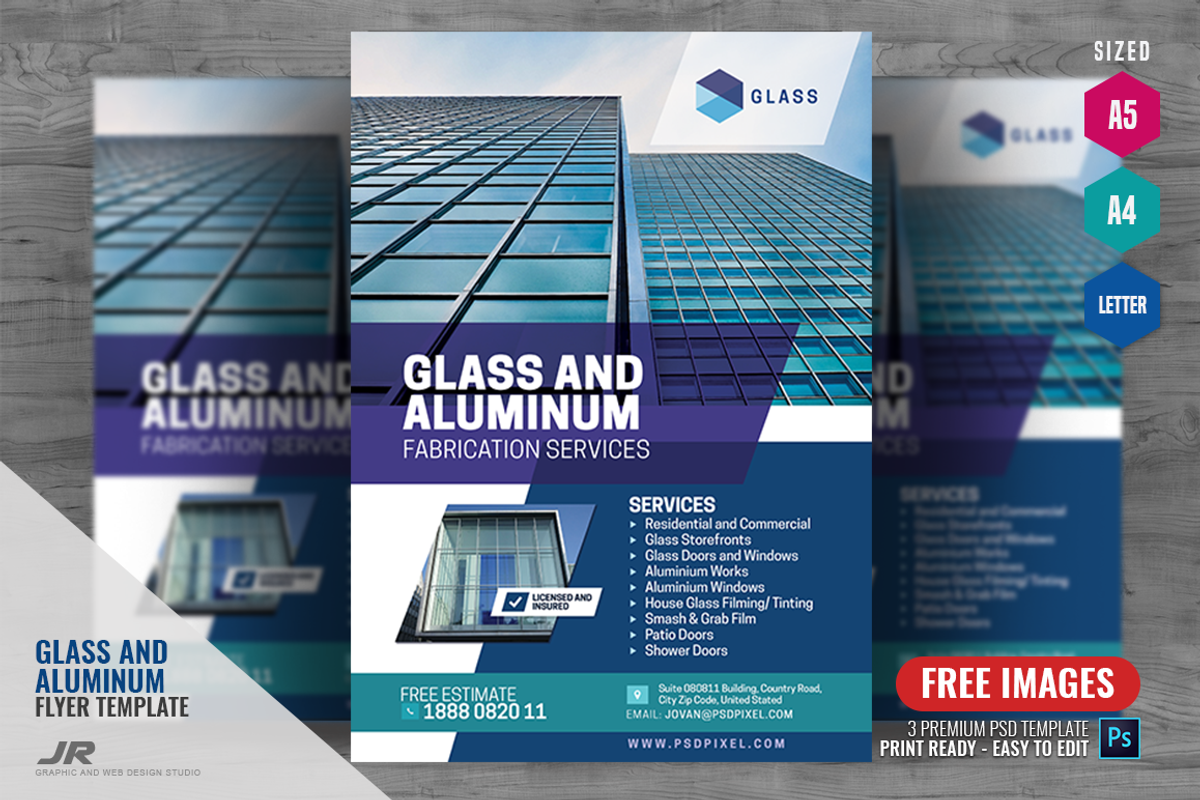 Glass and Aluminum Experts Flyer, a Flyer Template by PSDPixel