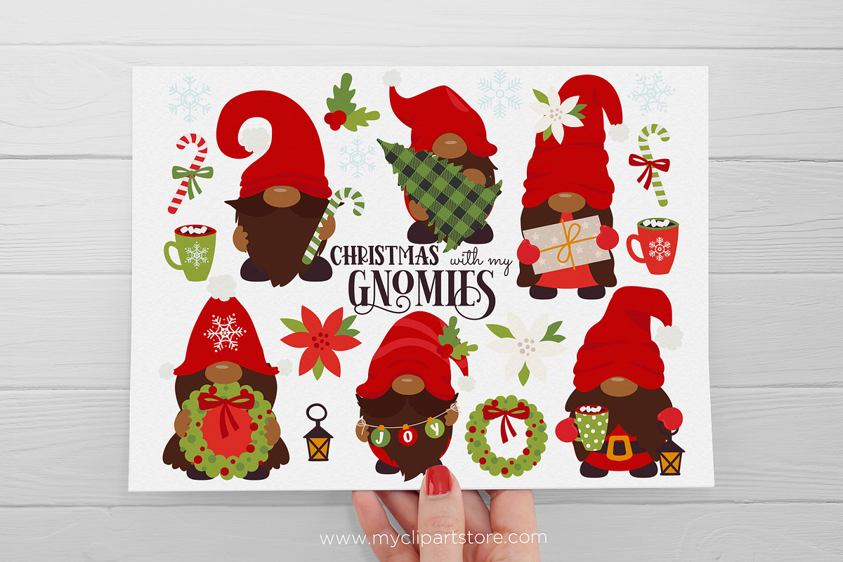 Christmas Gnomes Clipart, SVG, an Illustration by MyClipArtStore ...