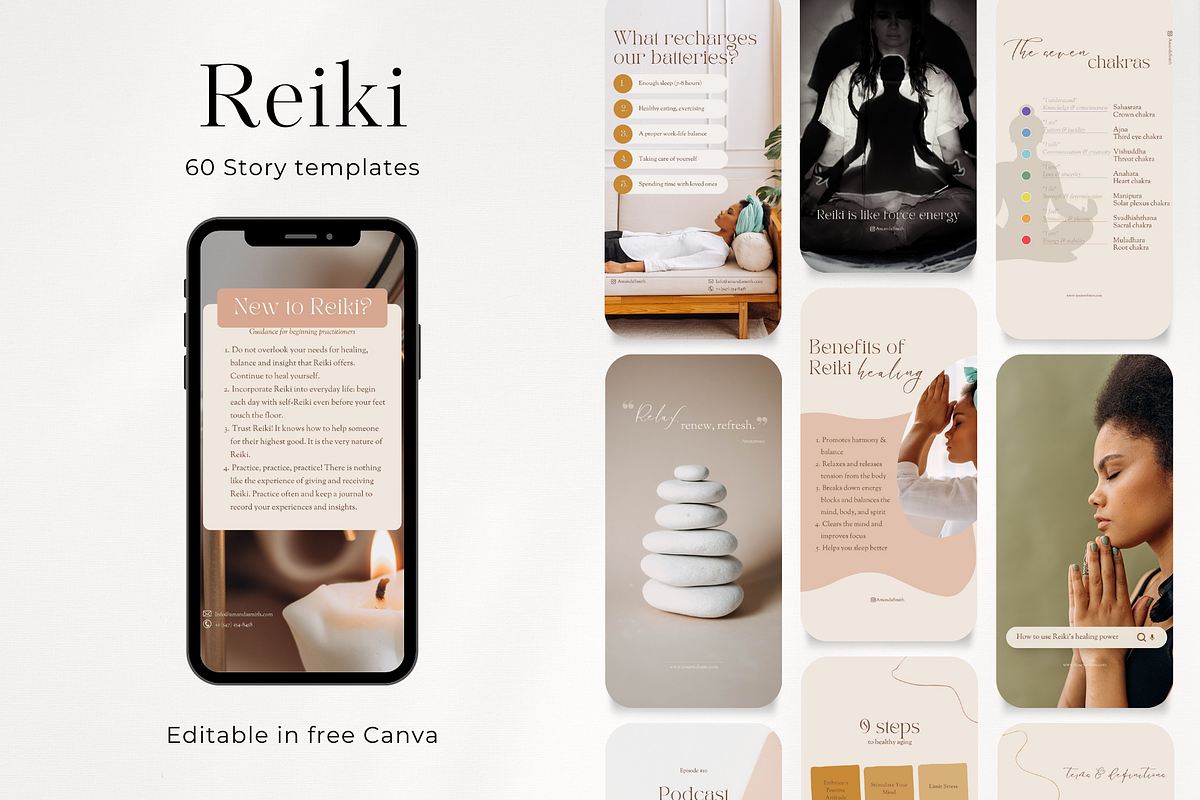 60 Reiki Master Social Media Stories, a Social Media Template by PatternLab. | Creative Market