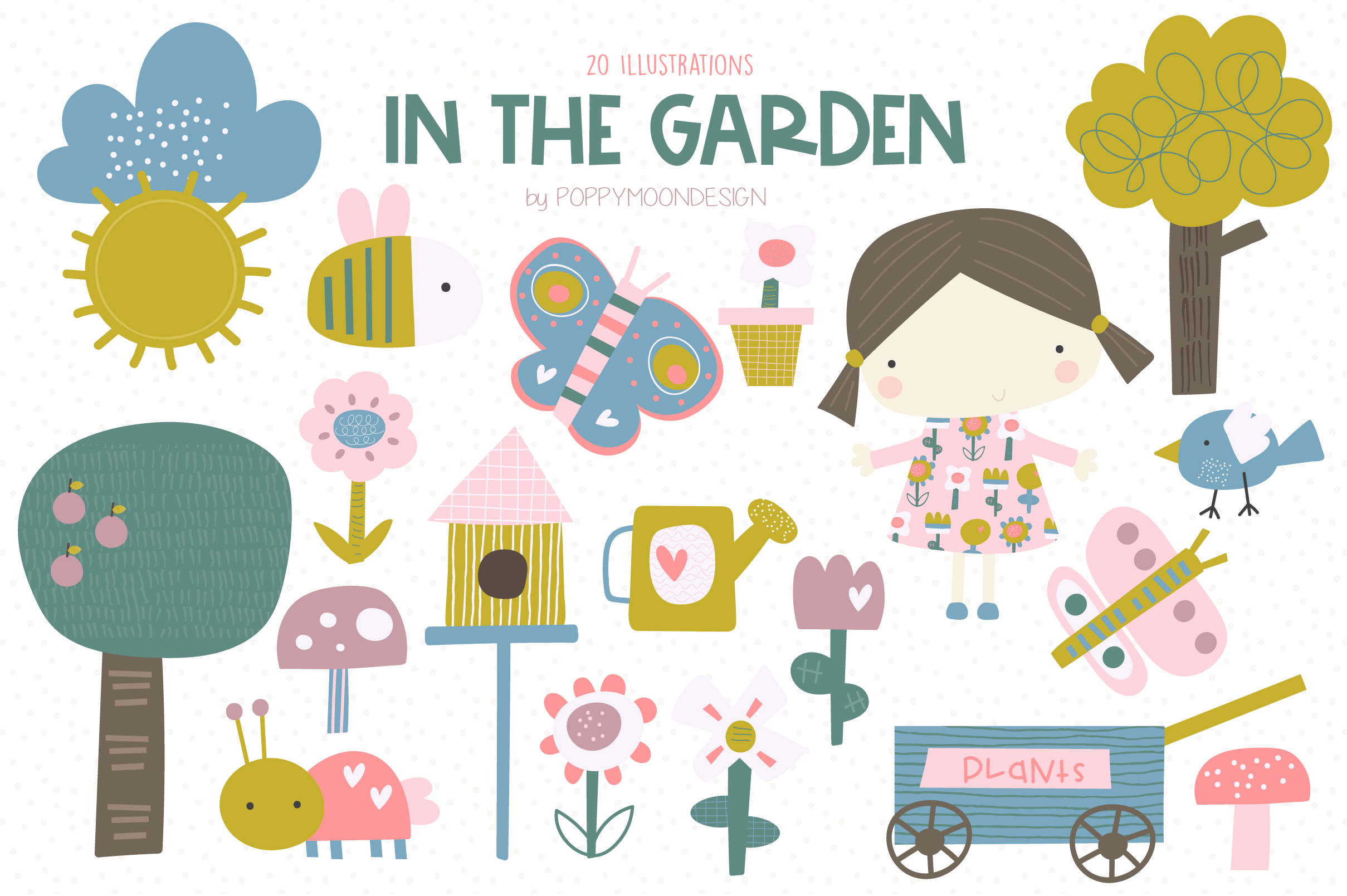 In the Garden clipart set, a Graphic by Poppymoondesign | Creative Market