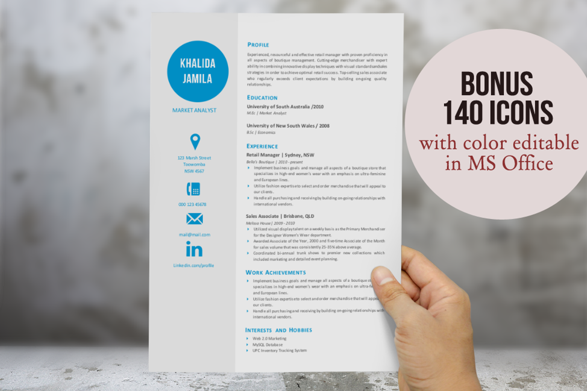 Big icon modern resume template, a Resume Template by Inkpower