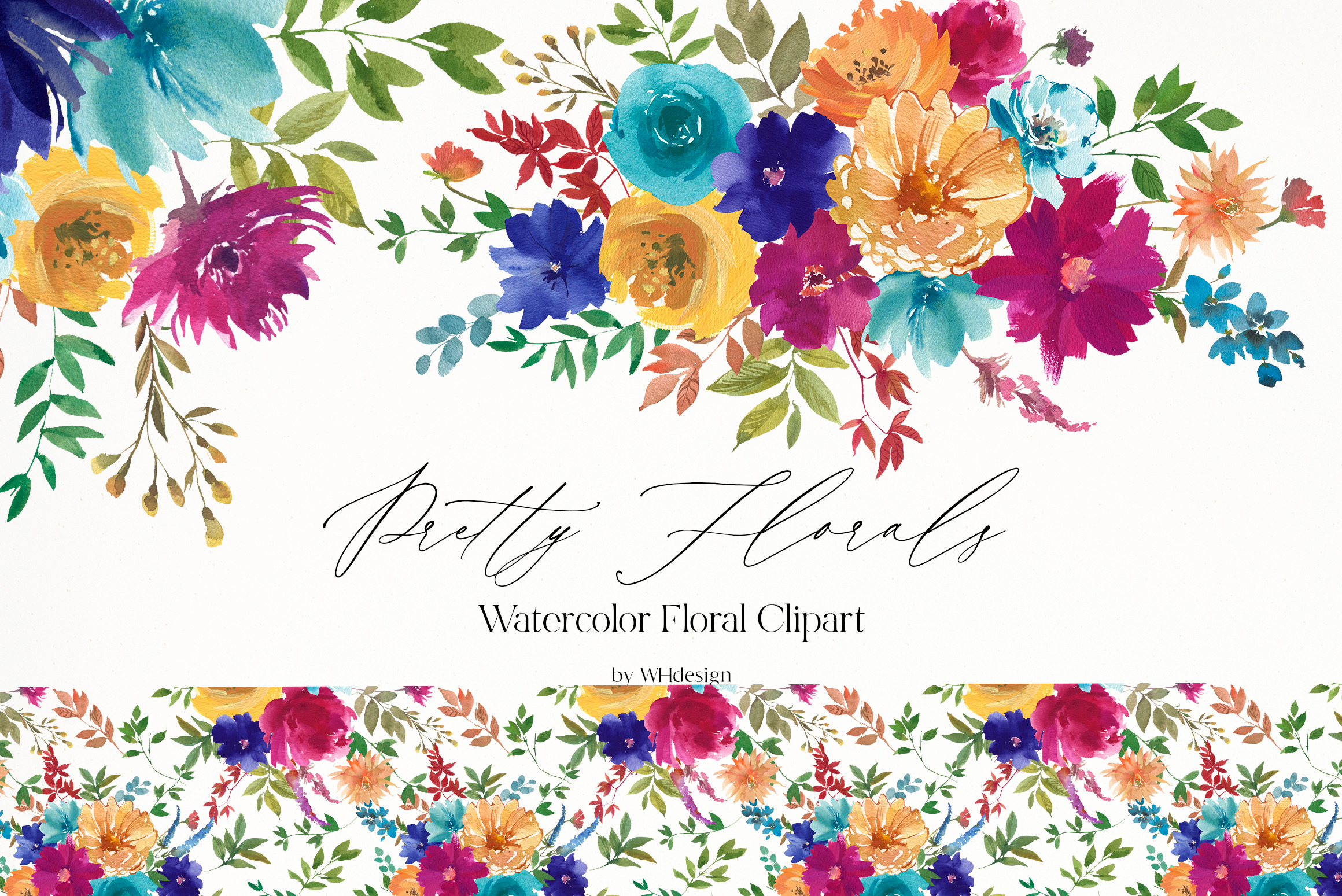 Colorful Rainbow Flower Clipart, an Illustration by whiteheartdesign ...