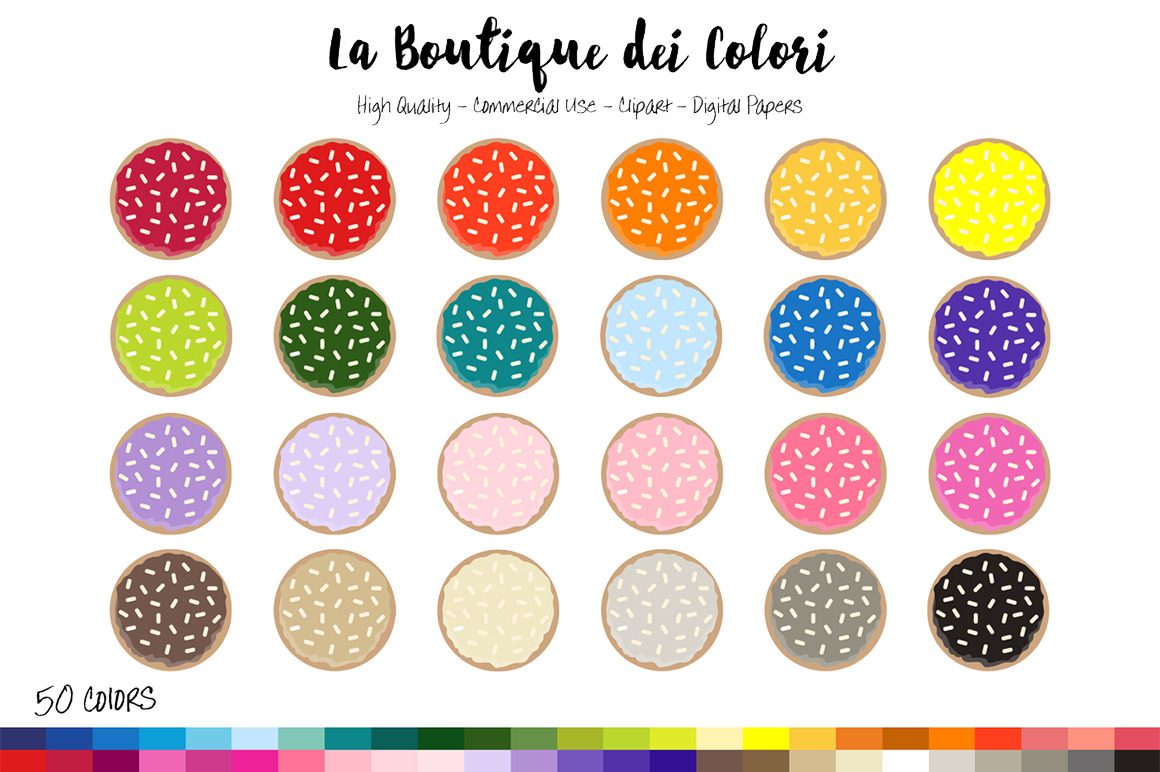 50 Rainbow Sugar Cookie Clip Art, a Food Illustration by La Boutique ...